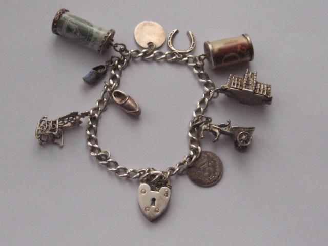 Vintage Silver Padlock Bracelet With Charms - Etsy Vintage Silver Padlock Bracelet With Charms - Etsy