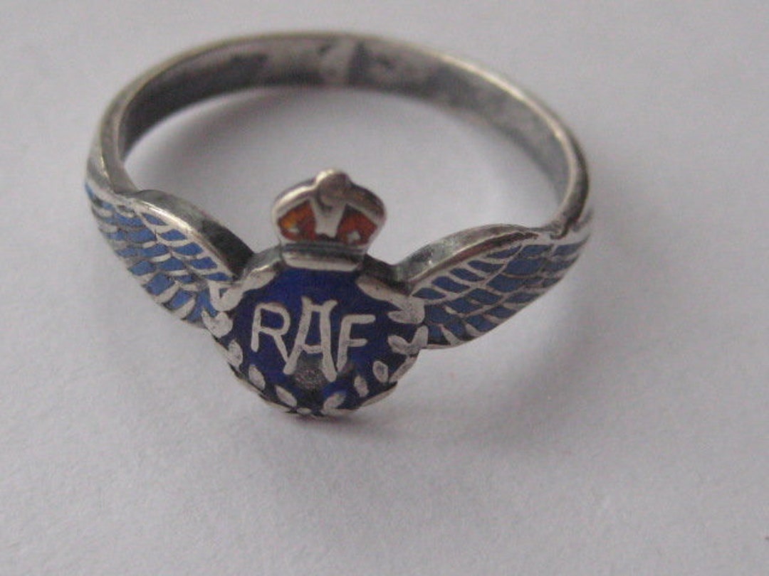 WW2 RAF Silver Enamel Pilots Wings Sweetheart Ring - Etsy UK