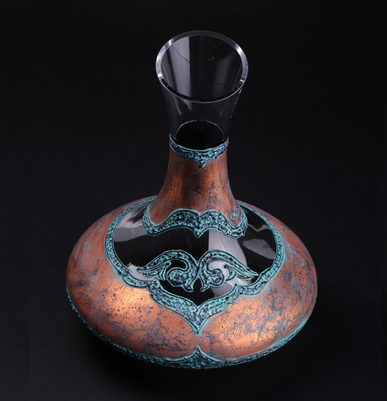 Copper Wedding Gift, Wine Decanter, 7th Anniversary Gift, Hand Painted ...