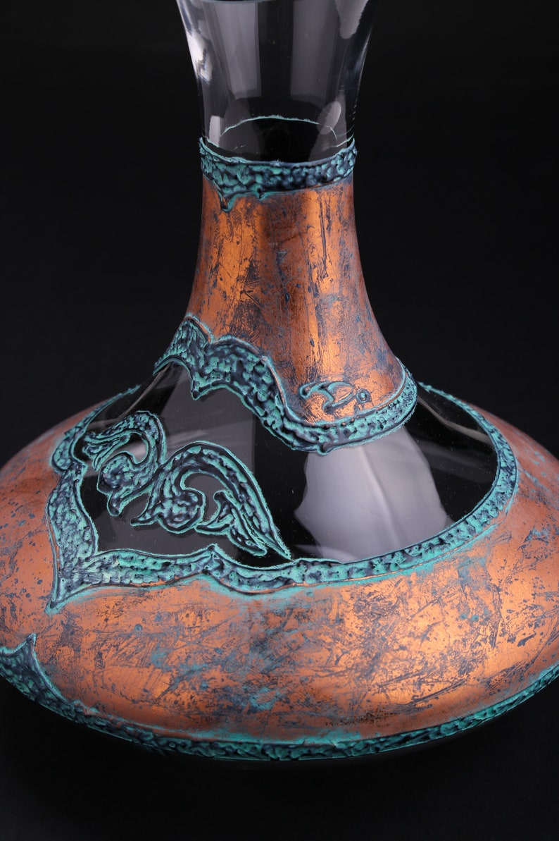 Copper Wedding Gift, Wine Decanter, 7th Anniversary Gift, Hand Painted ...