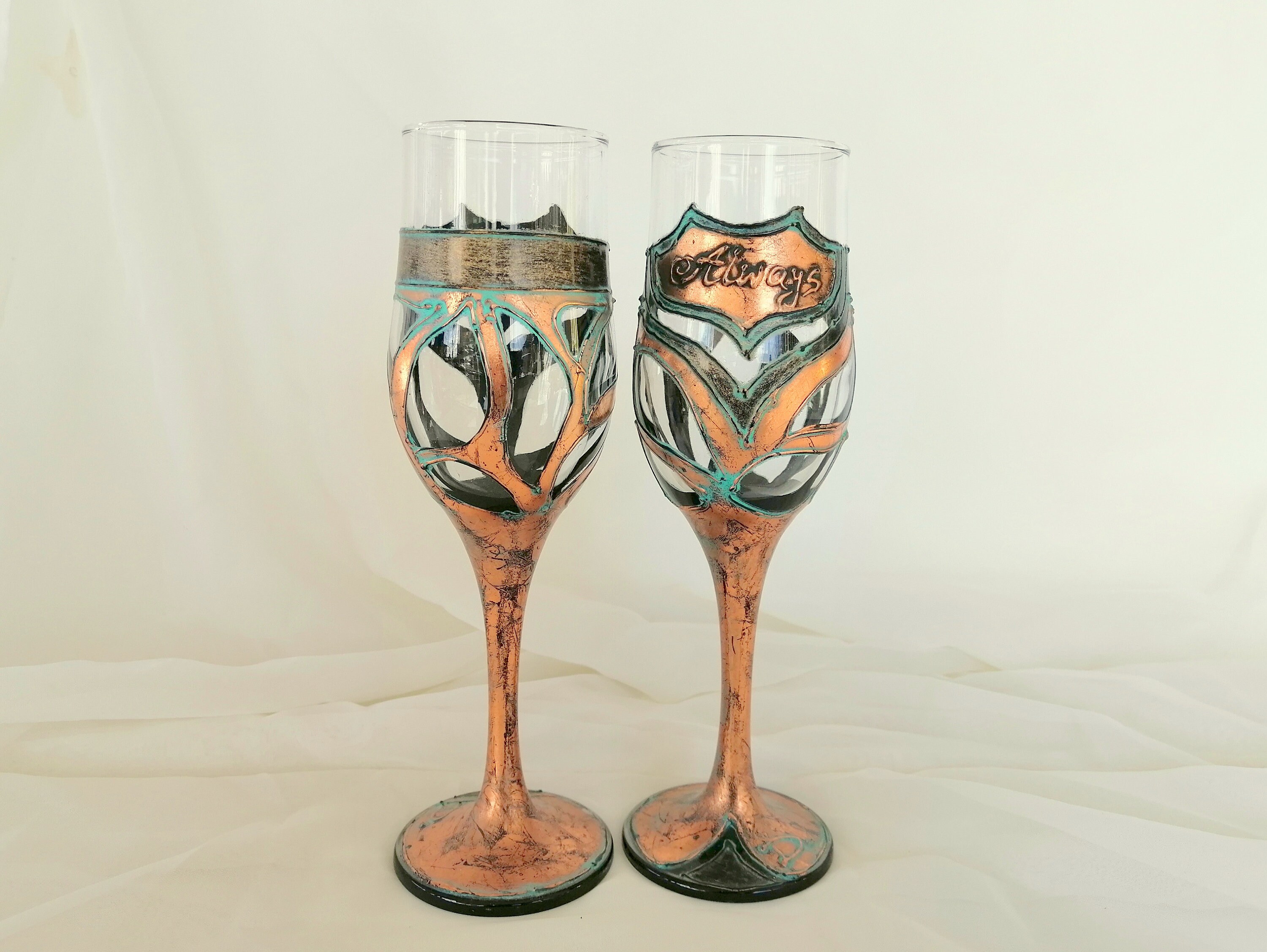 Copper champagne flutes Copper wedding 7th wedding | Etsy