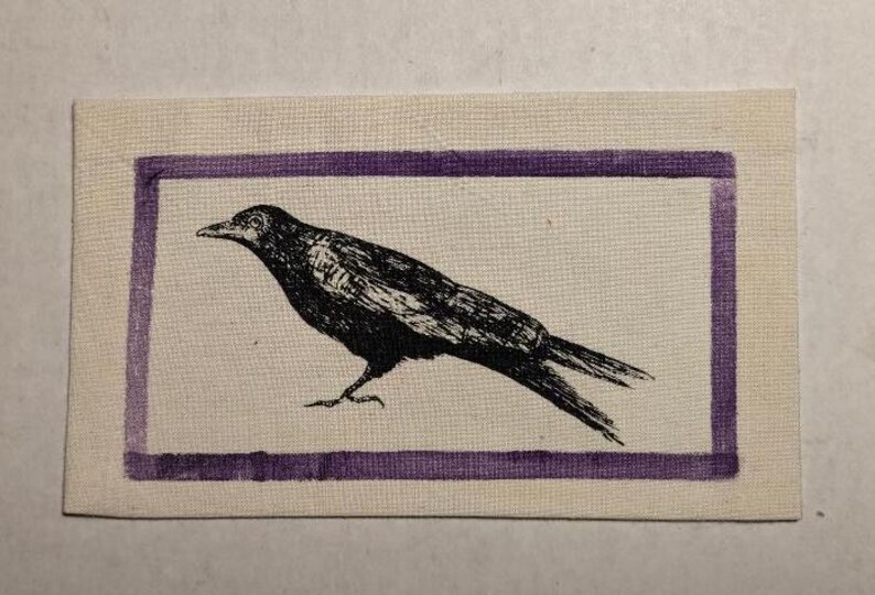 Crow Patch With Purple Painted Border - Etsy