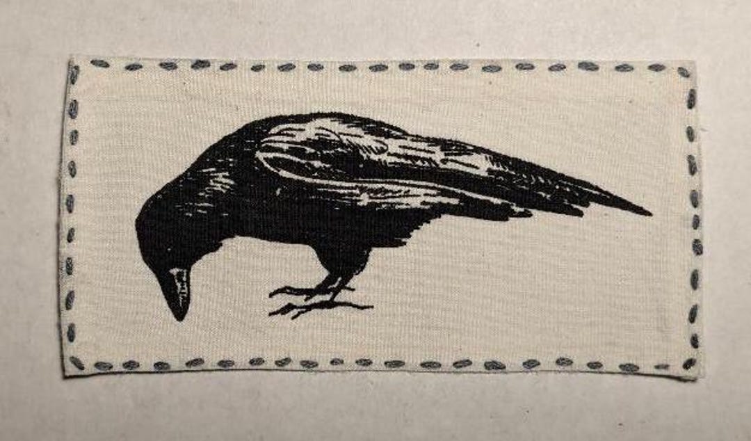 Black Crow Patch With Gray Hand Stitched Border. - Etsy