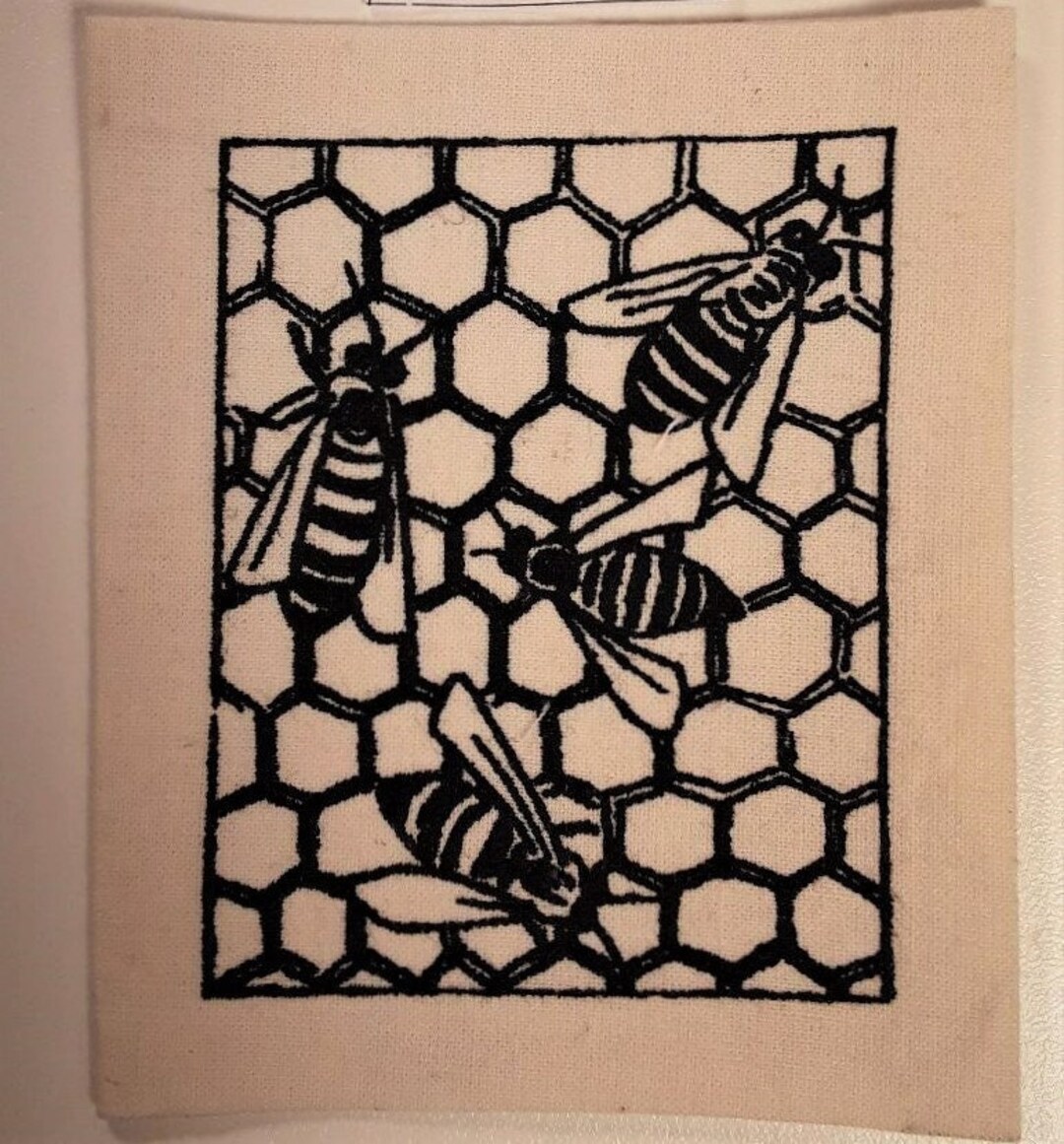 4 Bees and Honeycomb Iron on Patch. - Etsy