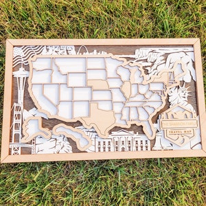 United States Map, Gift for Travelers, US Map Checklist, Housewarming ...