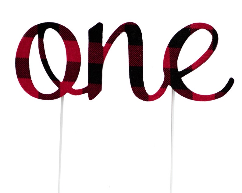 Red Buffalo Plaid Cake Topper birthday cake toppers First | Etsy