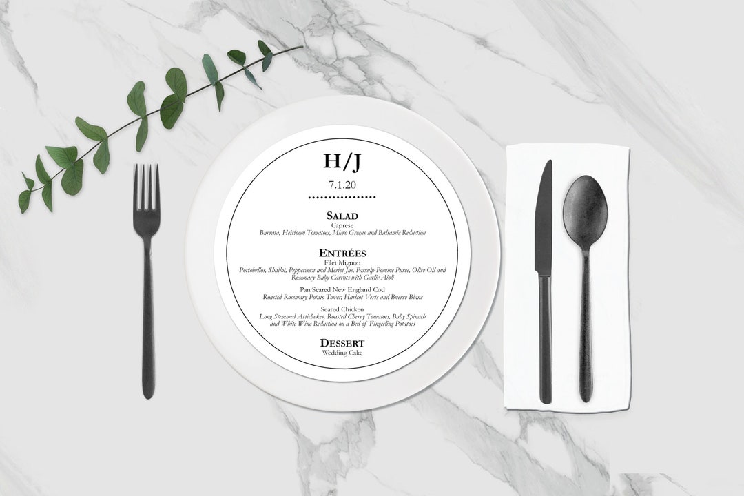 Circle Wedding Menu Plated Dinner Menu Wedding Menu Wedding Reception ...