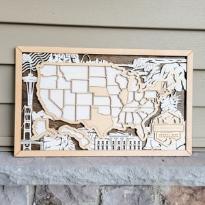 United States Map, Gift for Travelers, US Map Checklist, Housewarming ...