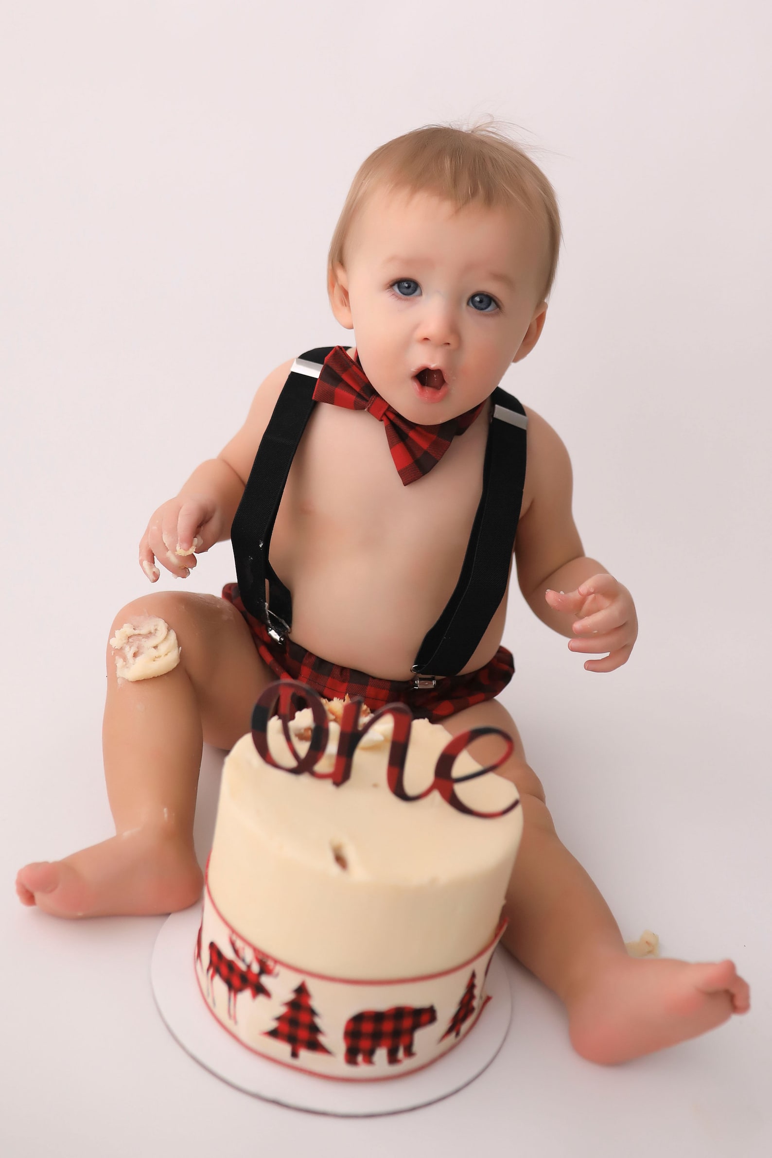 One Cake Topper, Buffalo Plaid Fabric, First Birthday Cake Topper, for ...