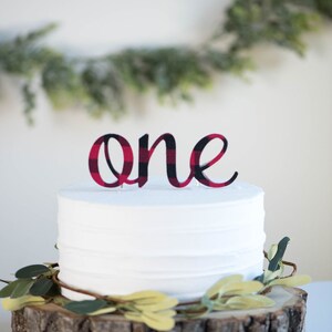 One Cake Topper, Buffalo Plaid Fabric, First Birthday Cake Topper, for ...