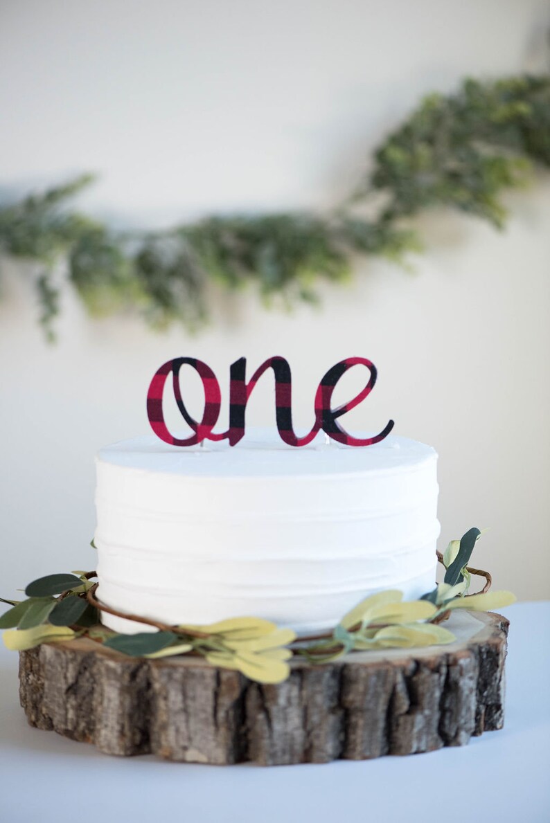 One Cake Topper Buffalo Plaid Fabric First Birthday Cake - Etsy
