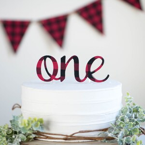 One Cake Topper, Buffalo Plaid Fabric, First Birthday Cake Topper, for ...