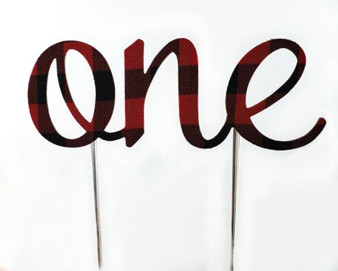 One Cake Topper, Buffalo Plaid Fabric, First Birthday Cake Topper, for ...