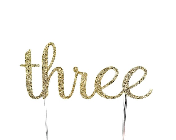 Cake Topper, birthday cake toppers, third Birthday cake topper, Gold ...
