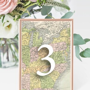 Travel Map Wedding Table Numbers Digital (1 to 22) - Travel Theme ...