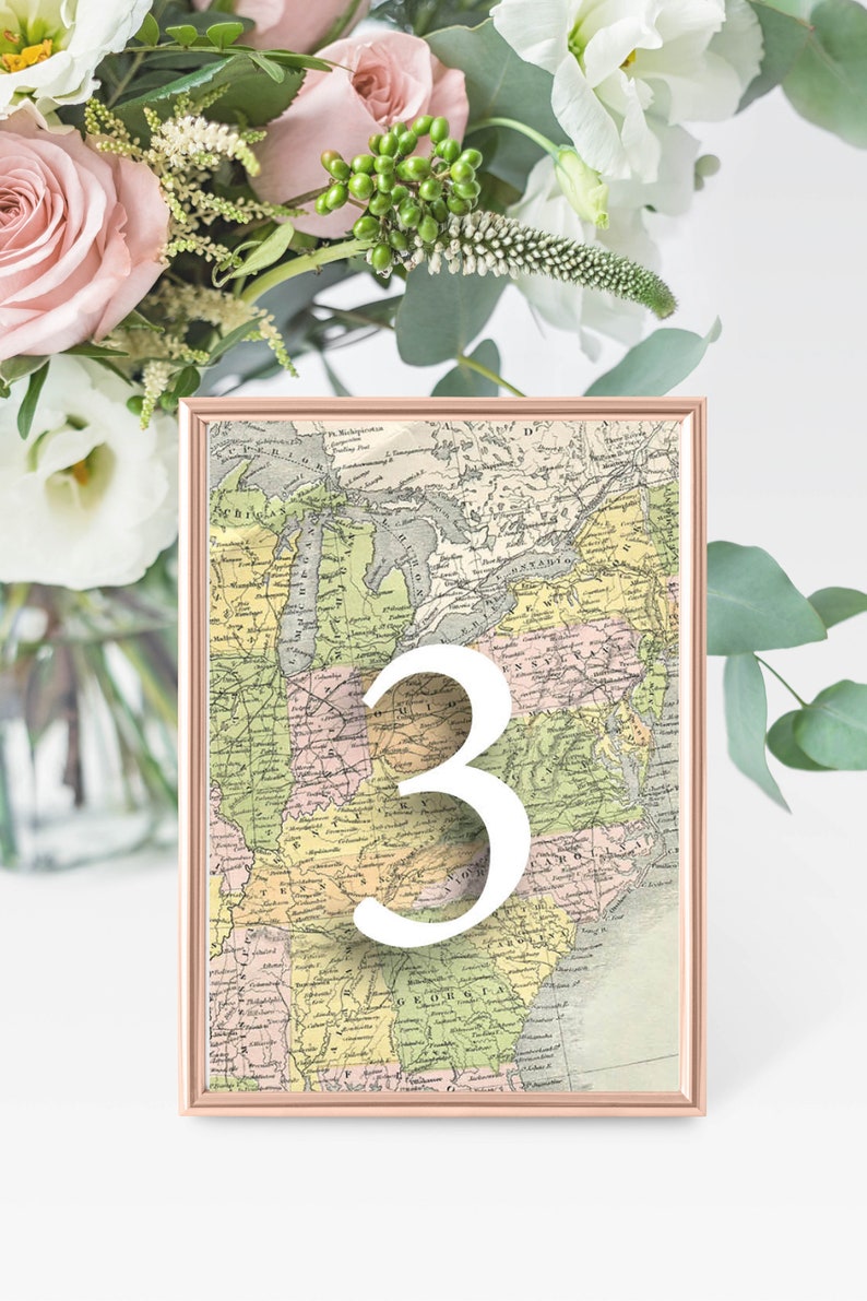 Travel Map Wedding Table Numbers Digital 1 to 22 Travel - Etsy