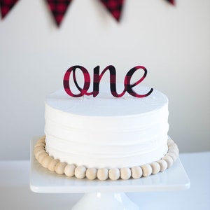 One Cake Topper, Buffalo Plaid Fabric, First Birthday Cake Topper, for ...