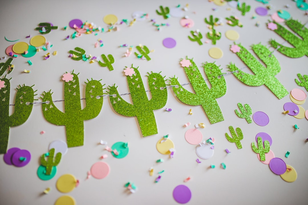 Cactus With Flowers Banner – Cactus Birthday Theme Party – Cactus Llama ...