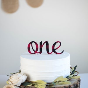 One Cake Topper, Buffalo Plaid Fabric, First Birthday Cake Topper, for ...