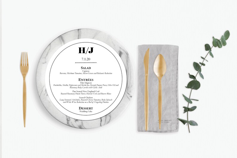 Circle Wedding Menu Plated Dinner Menu Wedding Menu - Etsy