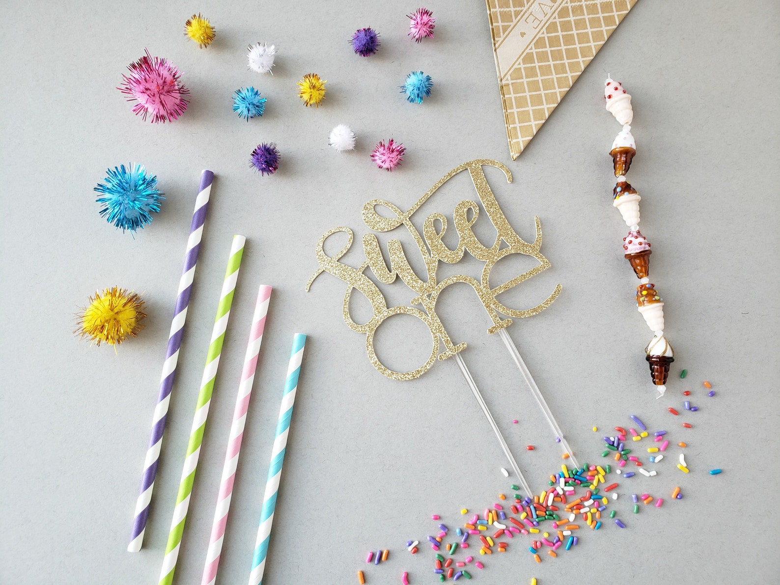 Sweet One Cake Topper – Ice Cream Party Theme Party – Dessert Birthday ...