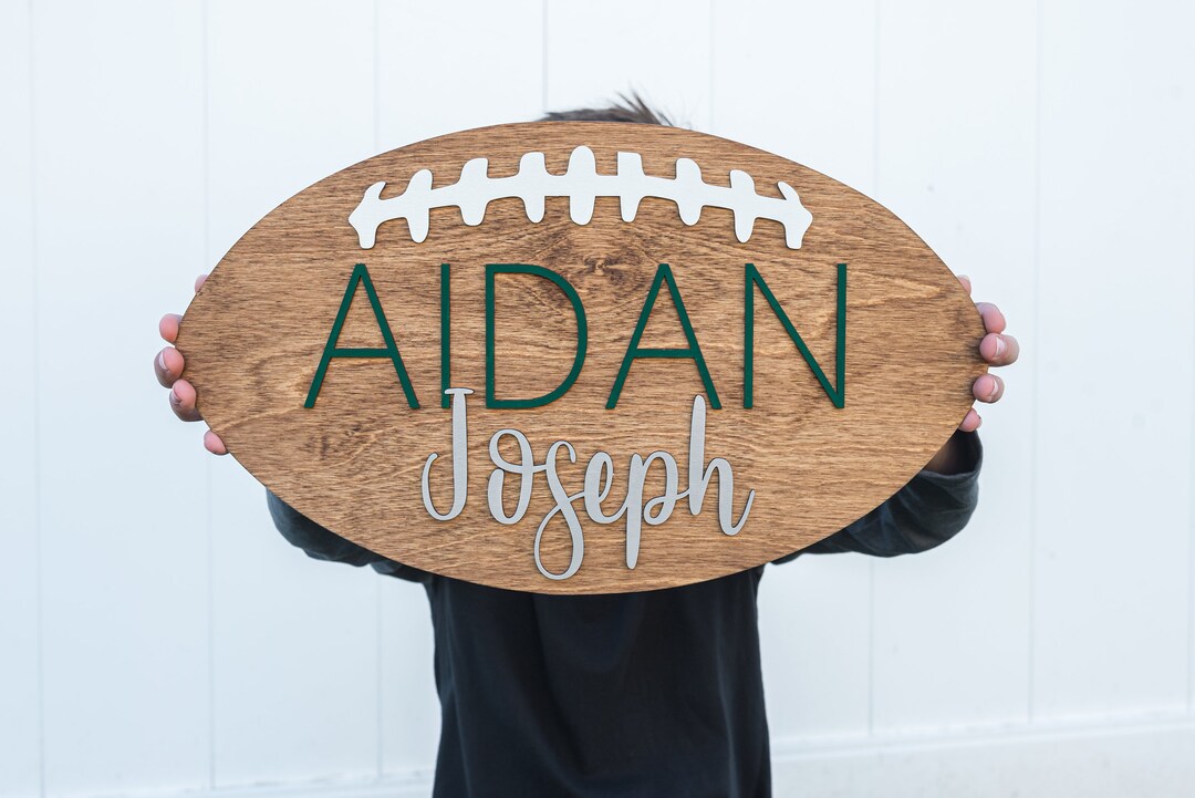 Custom Name Sign, Kids Room Decor, Wooden Name Sign, Football Name Sign ...