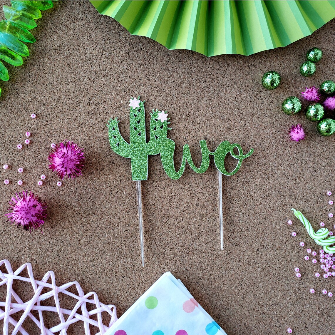 Cactus Cake Topper, Cactus Birthday Cake Toppers, Flower, Second Two 2 ...