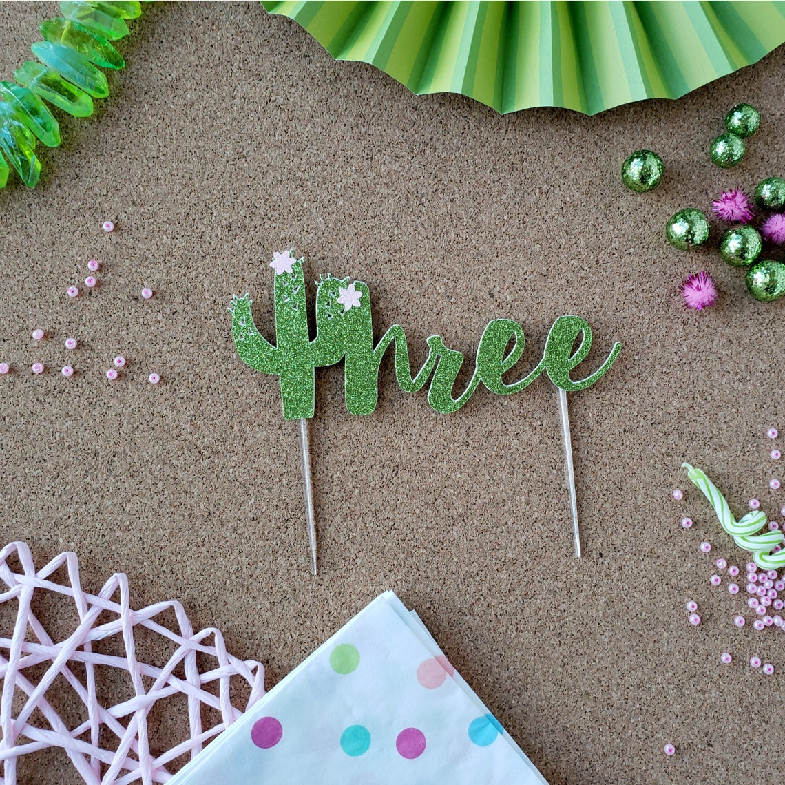 Cactus Cake Topper Cactus Birthday Cake Toppers Flower - Etsy