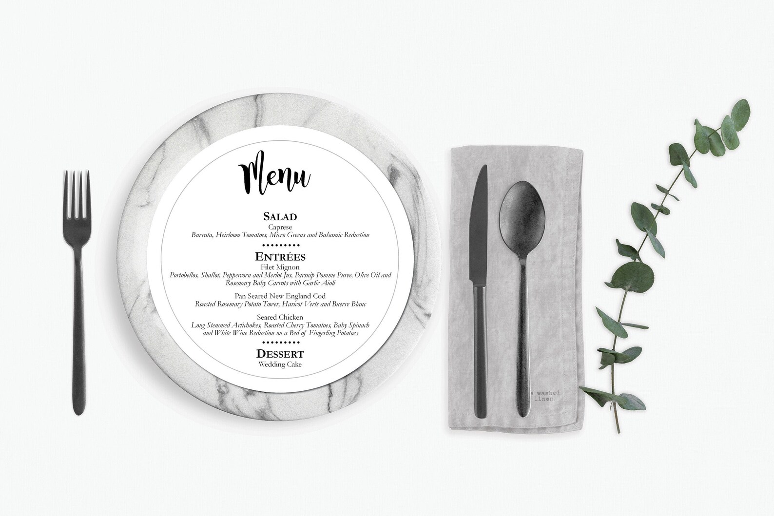 Circle Wedding Menu Plated Dinner Menu Wedding Menu - Etsy