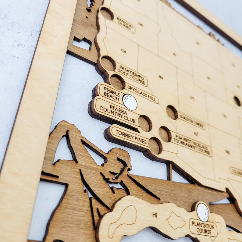 Golf Course Map, Wood Map, Retirement Bucket List, Golf Gifts ...