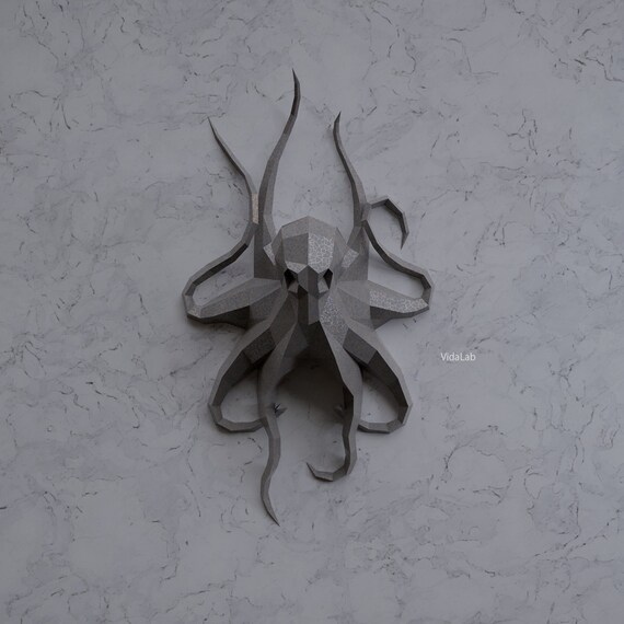 Octopus Octopus Lowpoly Paper Trophy Octopus Octopuses | Etsy