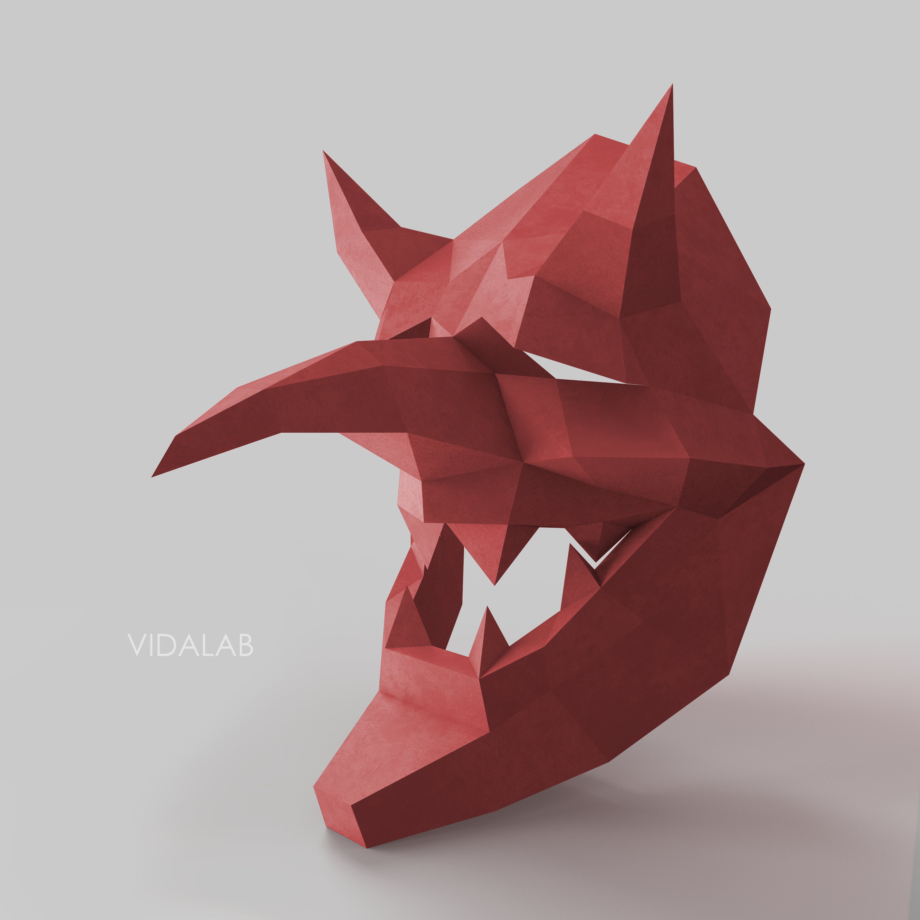 Oni Mask Devil Mask Lowpoly Paper Trophy Evil Mask Wall - Etsy