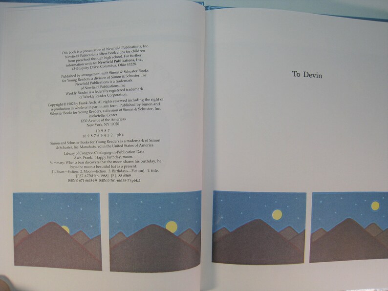 Happy Birthday Moon weekly Reader Books Frank Asch 1982 7th | Etsy