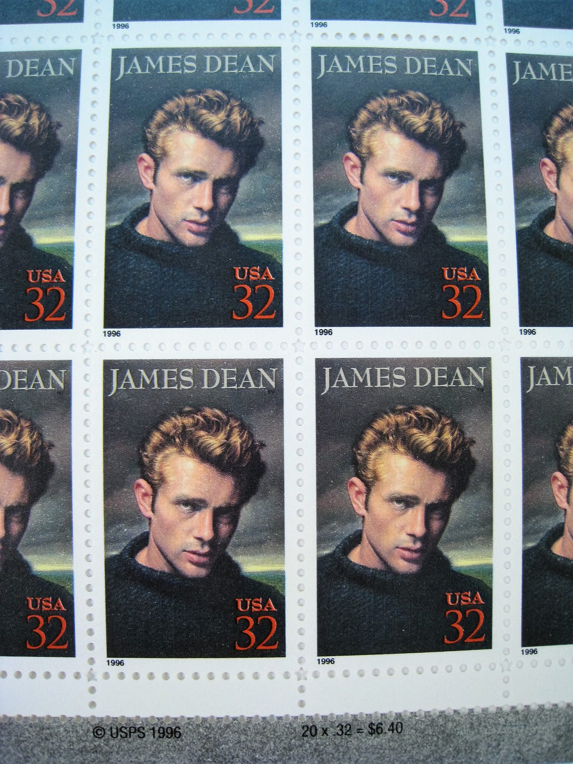 JAMES DEAN: Legends of Hollywood Stamps - COLLECTIBLE 1996 Full Uncut ...