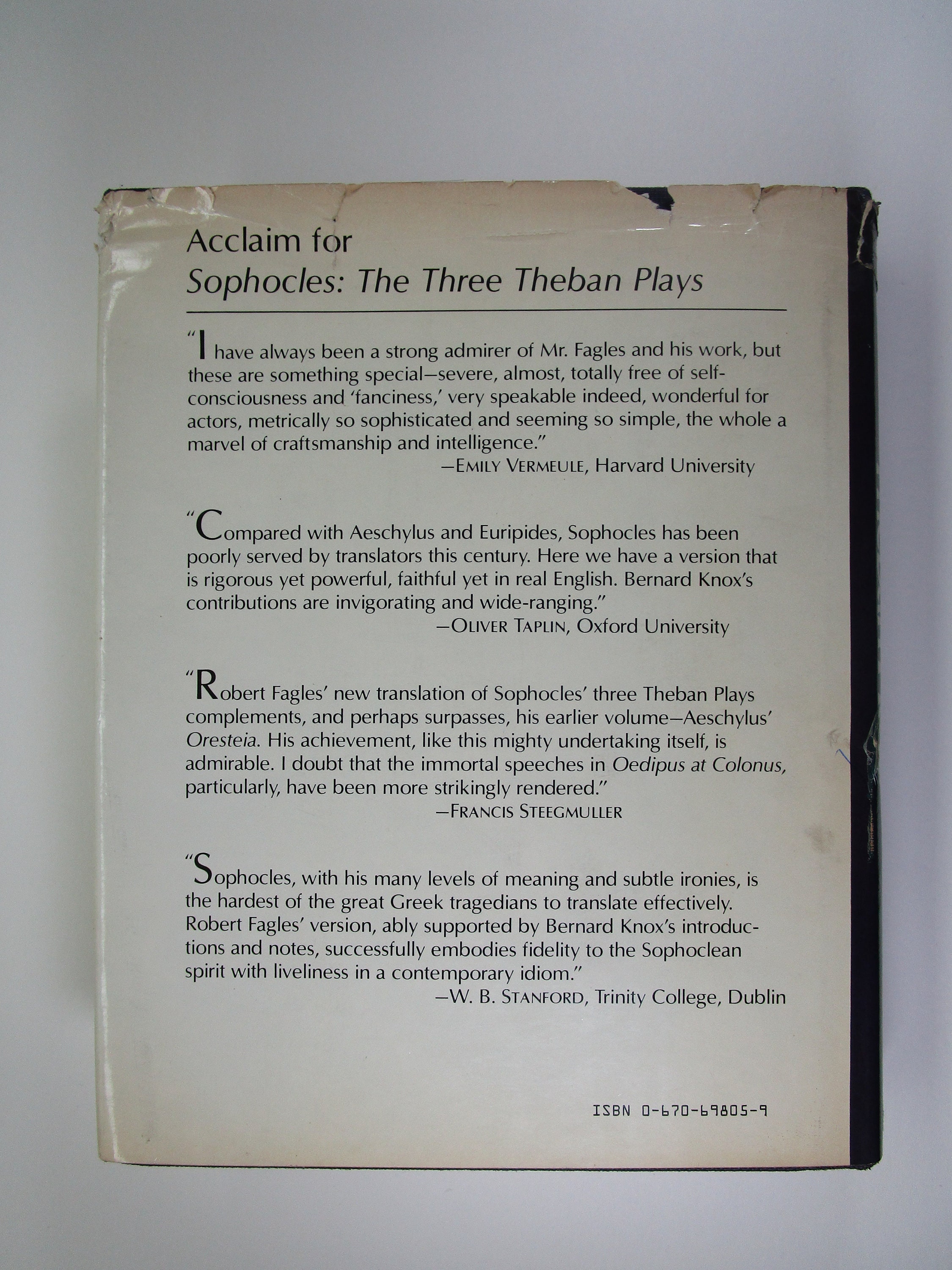 SOPHOCLES the Three Theban Plays: Antigone, Oedipus the King, Oedipus ...
