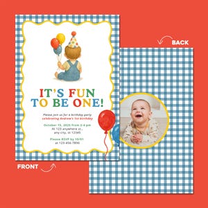 Fun to Be One Birthday Party Editable Invitation Template | First ...