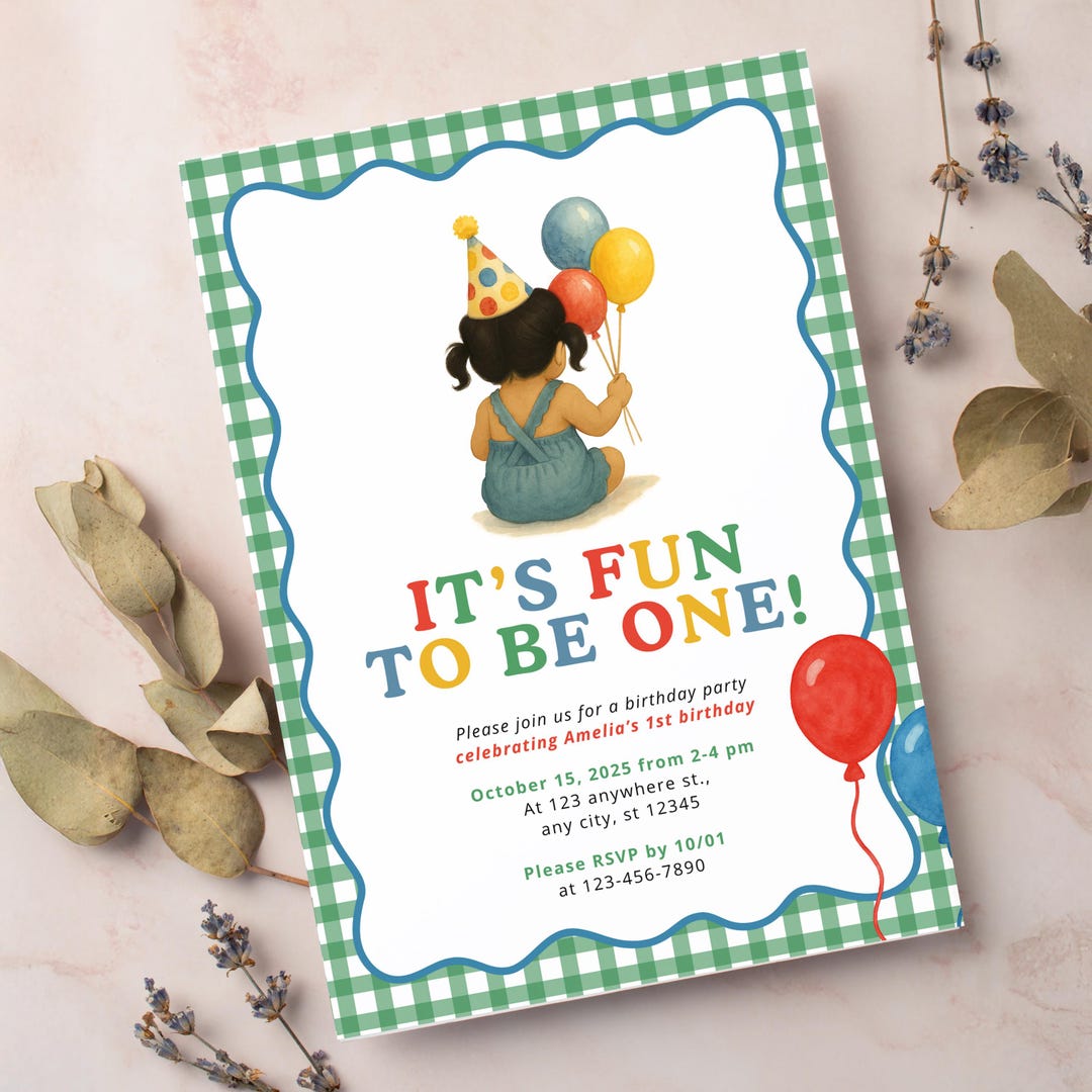 Fun to Be One Birthday Party Editable Invitation Template | First ...