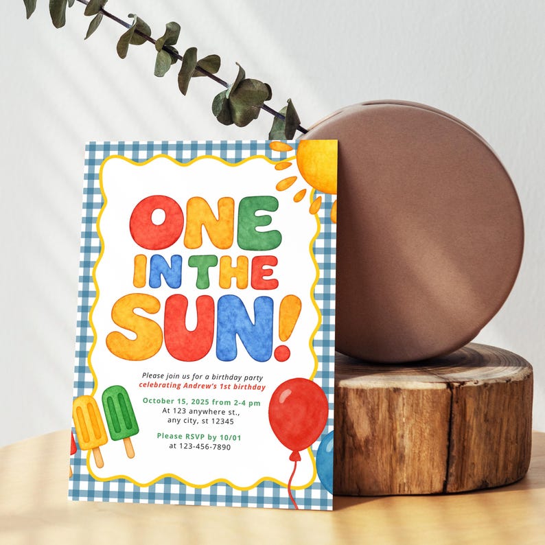 One in the Sun Birthday Invitation | Summer First Birthday Girl Boy ...