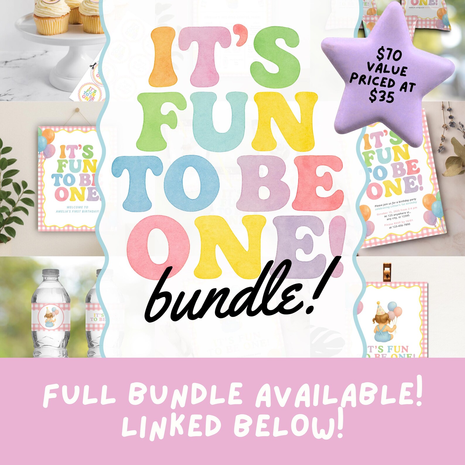 Fun to Be One Birthday Editable Welcome Sign Template | First Birthday ...