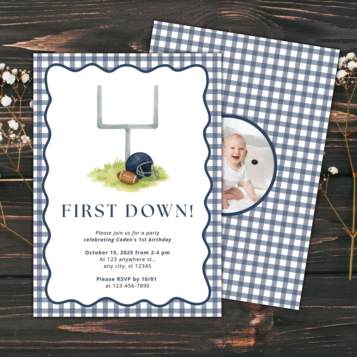 First Down Football Birthday Invitation: Editable Template (digital ...