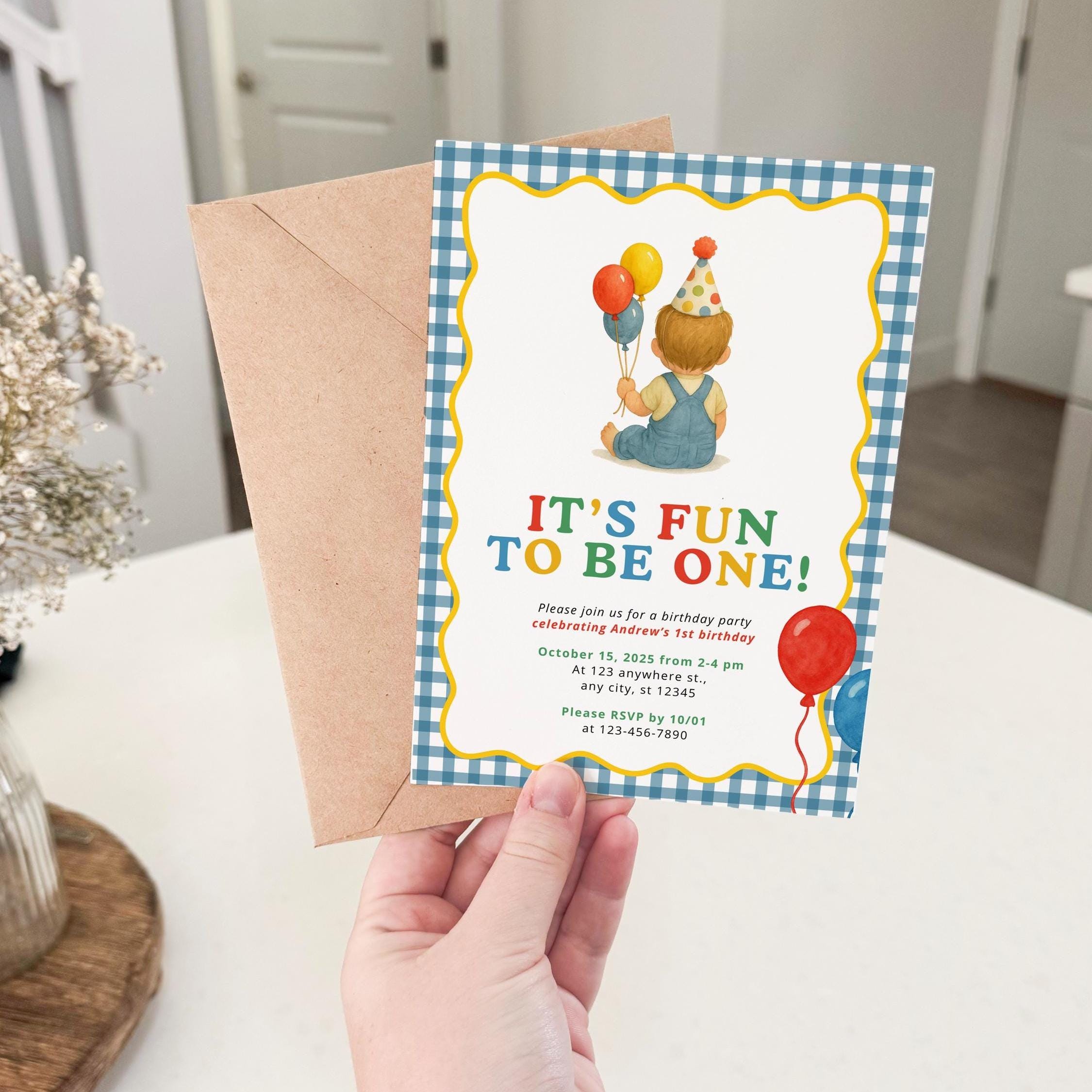 Fun to Be One Birthday Party Editable Invitation Template | First ...