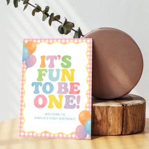Fun to Be One Birthday Editable Welcome Sign Template | First Birthday ...