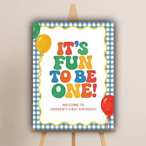 Fun to Be One Birthday Editable Welcome Sign Template | First Birthday ...