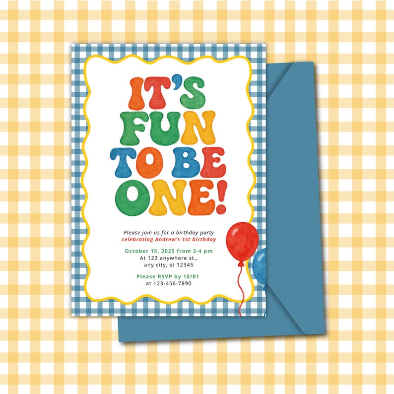 Fun to Be One Birthday Party Editable Invitation Template | First ...
