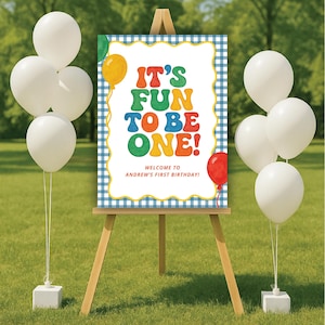 Fun to Be One Birthday Editable Welcome Sign Template | First Birthday ...