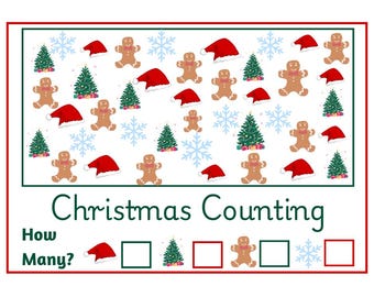 Preschool/kindergarten Festive Christmas Counting Math Worksheet - Etsy