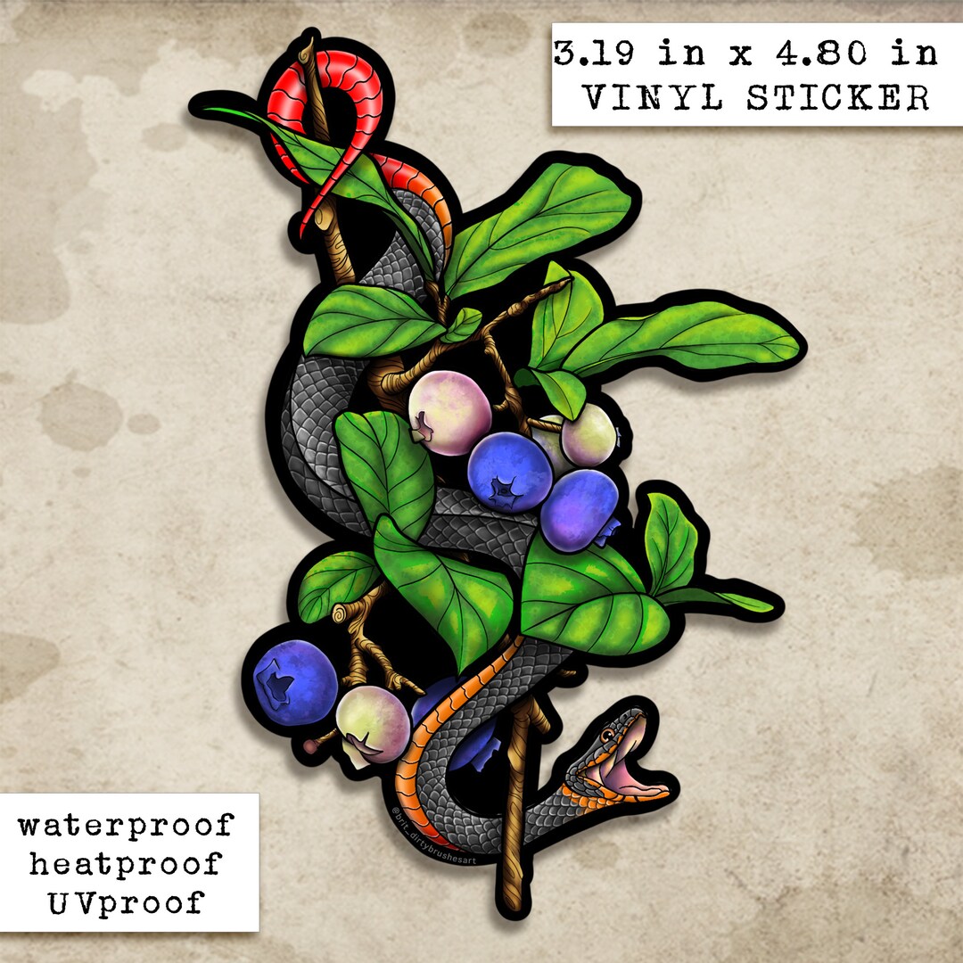 Ringneck Snake Blueberry Bush Branch Leaves Nature Vinyl Waterproof ...