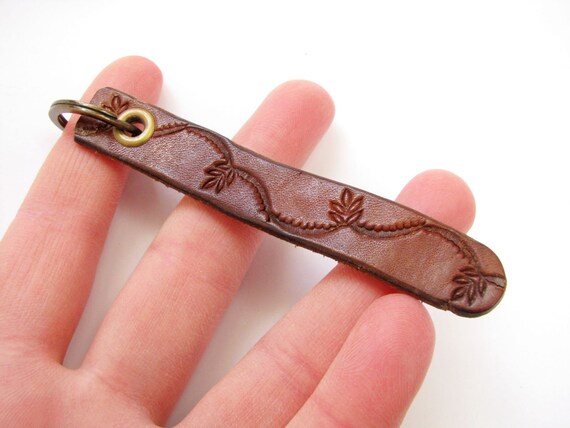 Repurposed Tooled Leather Belt Key Chain Vintage Leather | Etsy