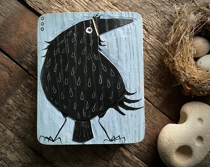 CROW BIRD, Relief in Oak Wood - Etsy