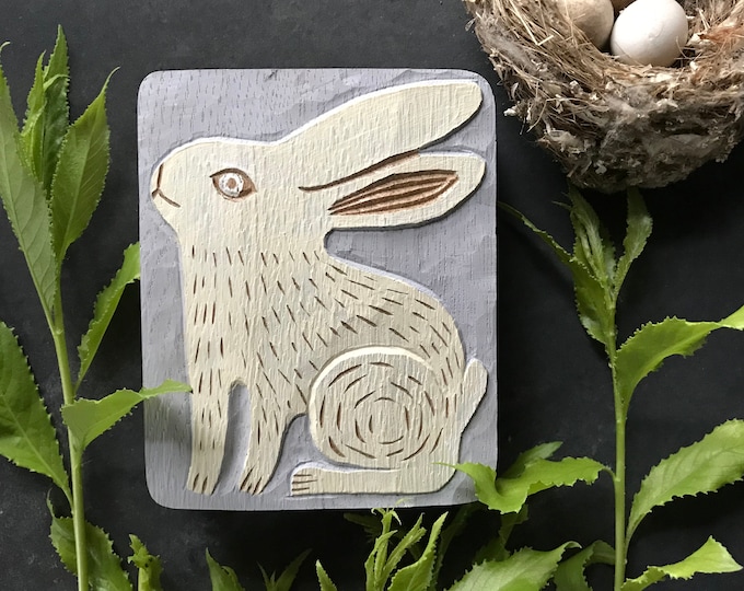 RABBIT, Original WOOD RELIEF in Oak - Etsy
